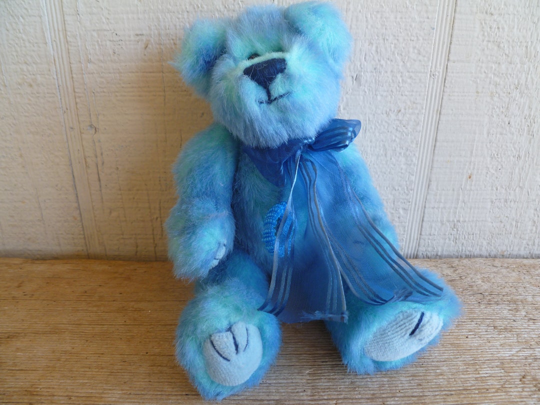 Ty Attic Treasures Plush Blue Teddy Bear "azure I'm Blue With Out You ...