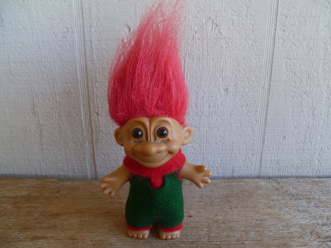 Russ Adorable Retro Troll Doll Red Hair Red and Blue Outfit - Etsy