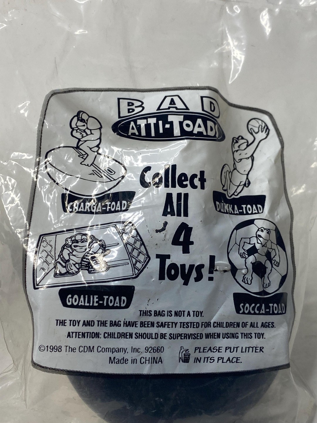 Carl's Jr. "bad Atti Toads" Toys Socca Toad 5.5" Tall 1998 Happy Star ...