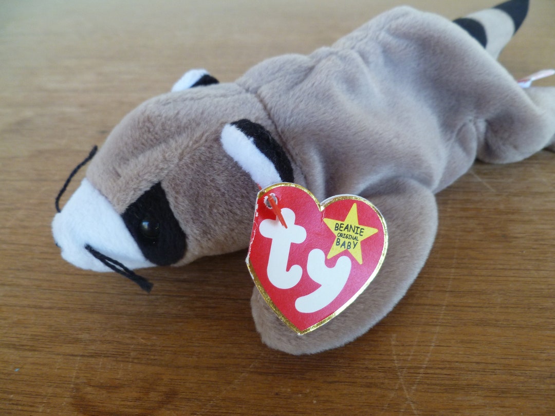 Ty Ringo the Racoon Beanie Babies Plush Racoon W/ Tags 10" Long 1995 ...