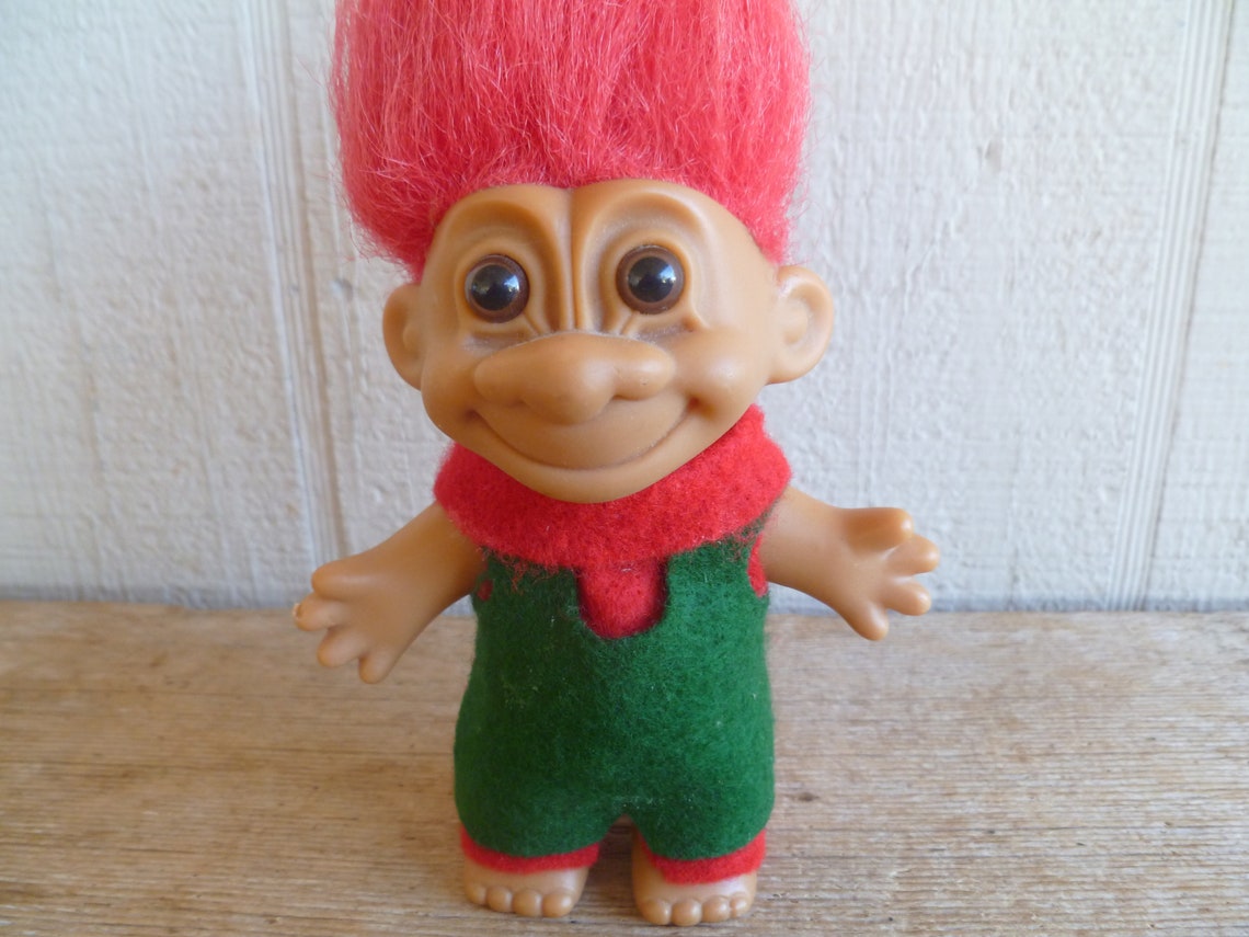 Russ Adorable Retro Troll Doll Red Hair Red and Blue Outfit - Etsy