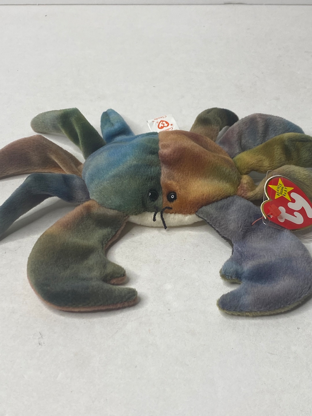 Ty Claude the Crab Plush Beanie Baby W/ Tags 9" Wide 1996 Tie-dyed ...