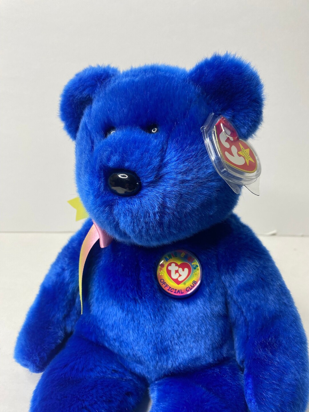 Ty Clubby the Bear Beanie Buddies Plush Blue Teddy Bear Official Club ...