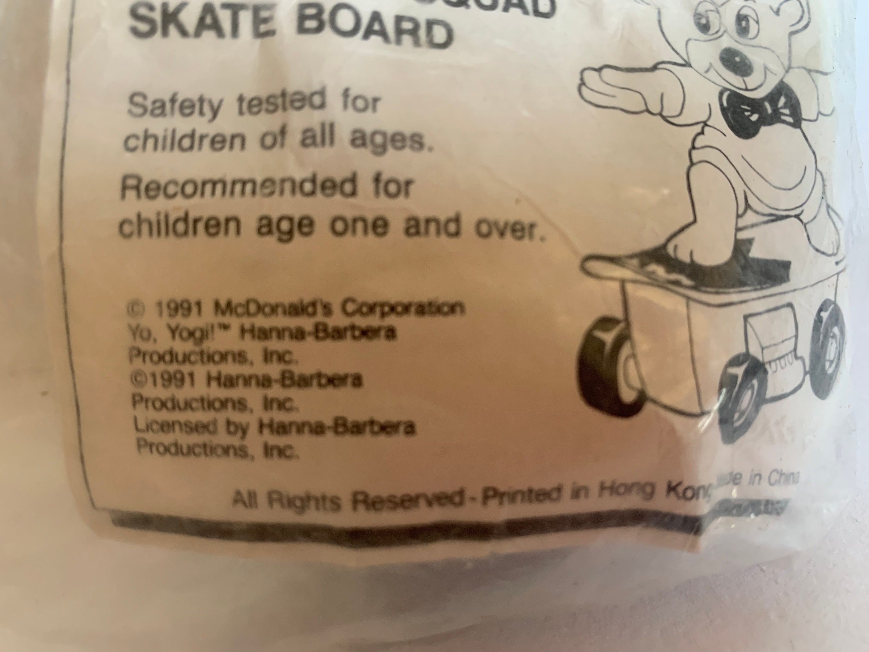 Mcdonalds Hanna Barbera Boo Boo Bear Skateboard NIP 1991 - Etsy