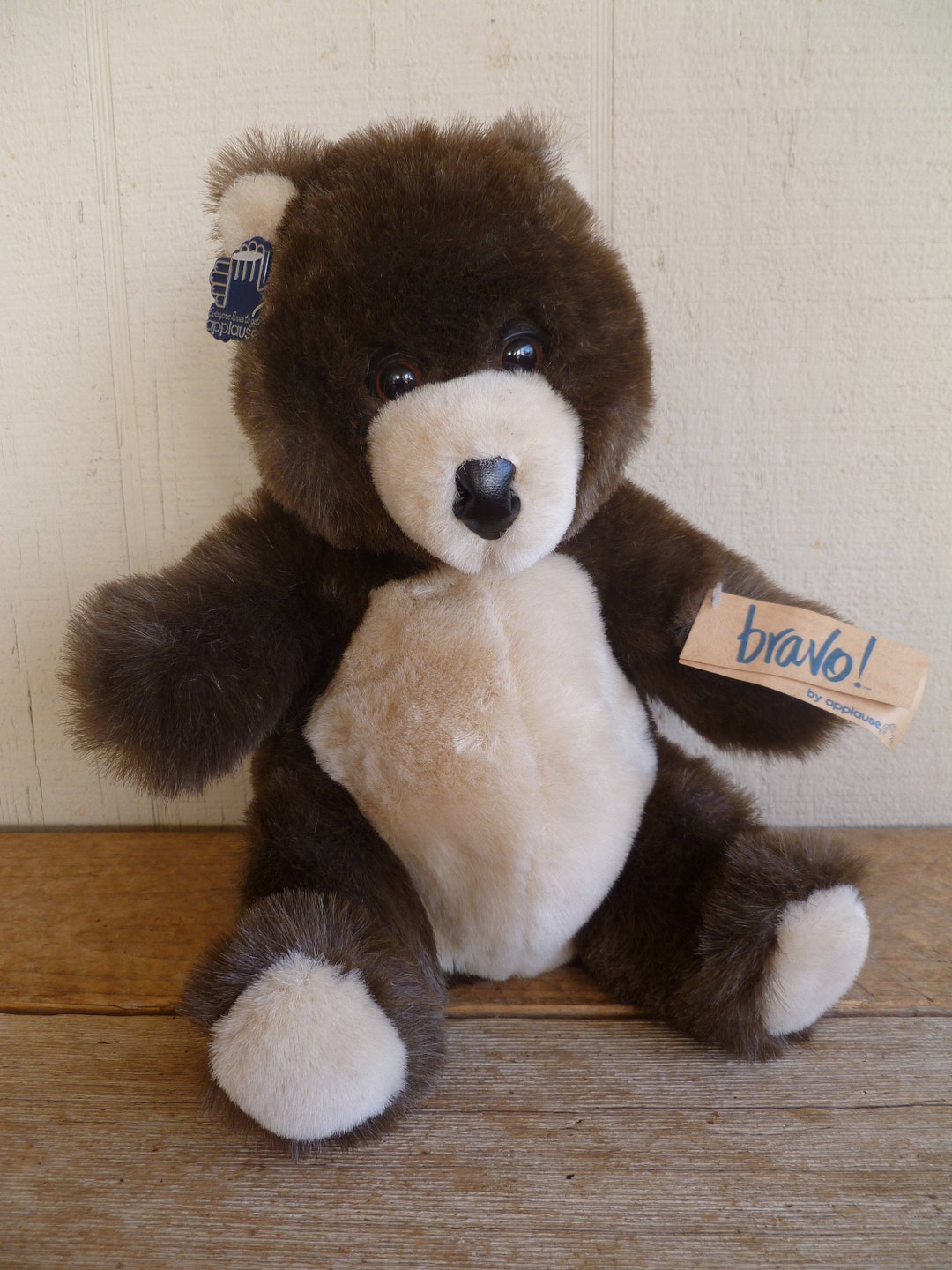 Applause Plush Teddy Bear Bravo W/ Tags 11" Tall Sitting 1988 Stuffed ...