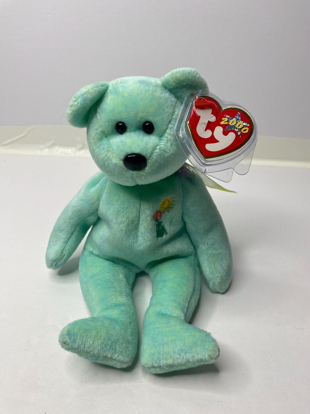 Ty Ariel the Bear Beanie Baby Plush Bear W/ Flowers W/ Tags 9" Tall Y2K ...