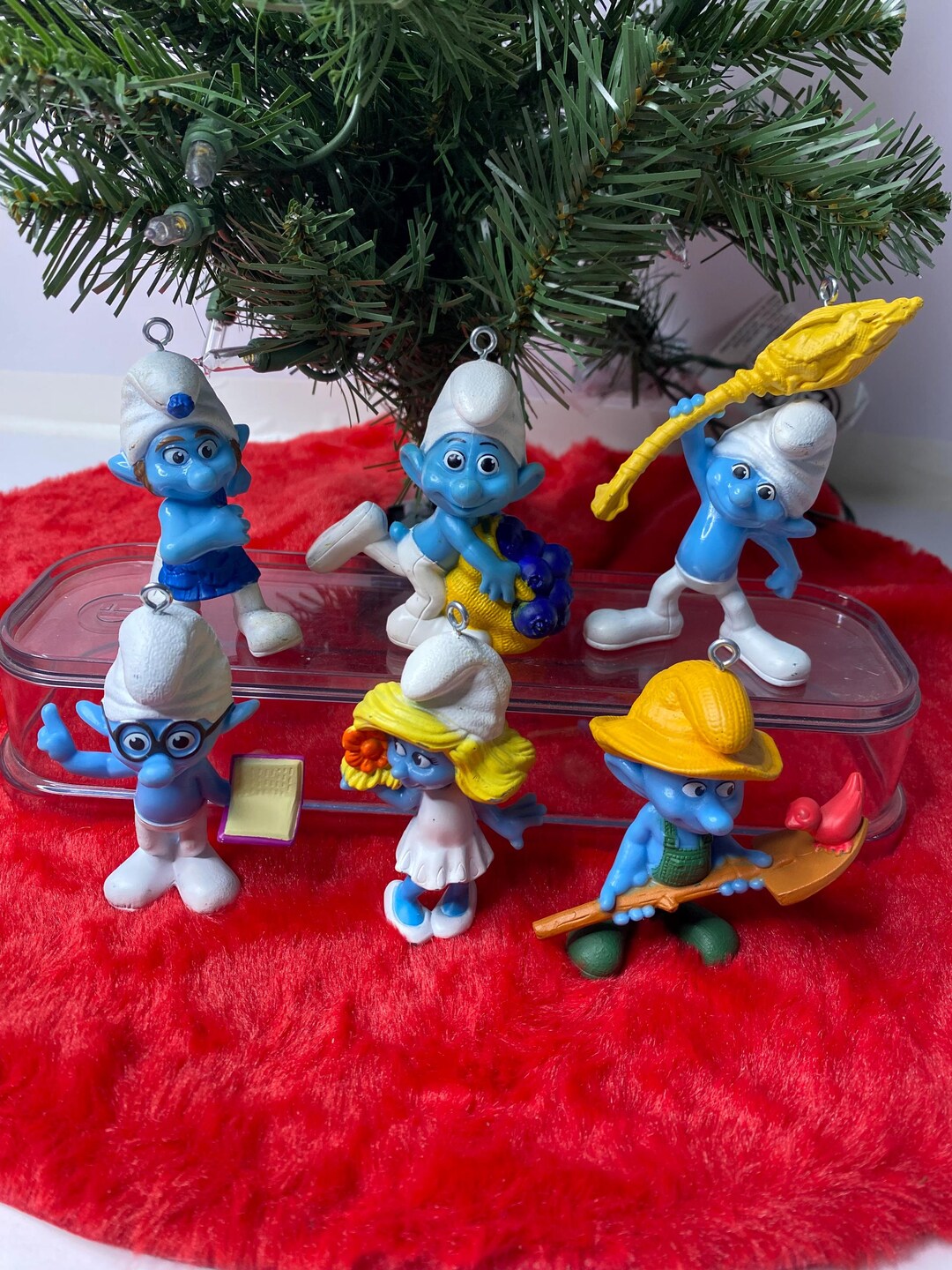 Smurf Christmas Ornaments Cake Topper Set of 6 - Etsy