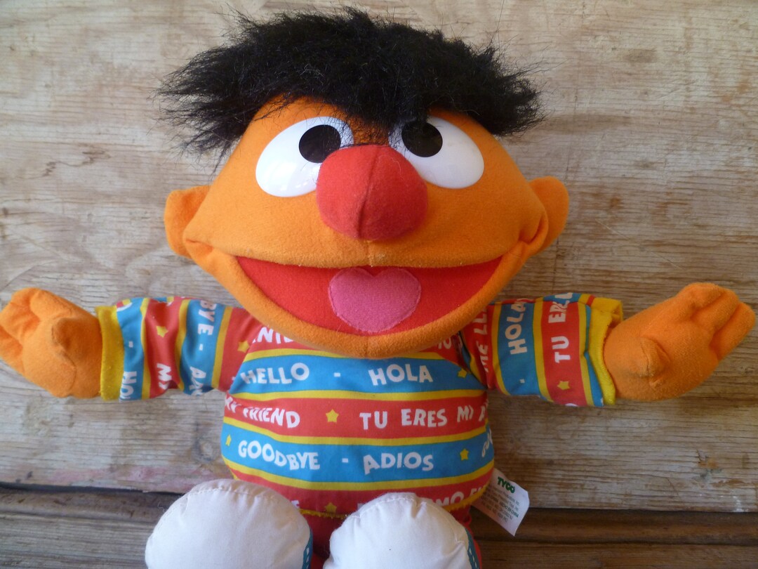 Sesame Street Ernie Cloth Doll Tyco 17" Tall 1995 Does Not Talk Stuffed ...