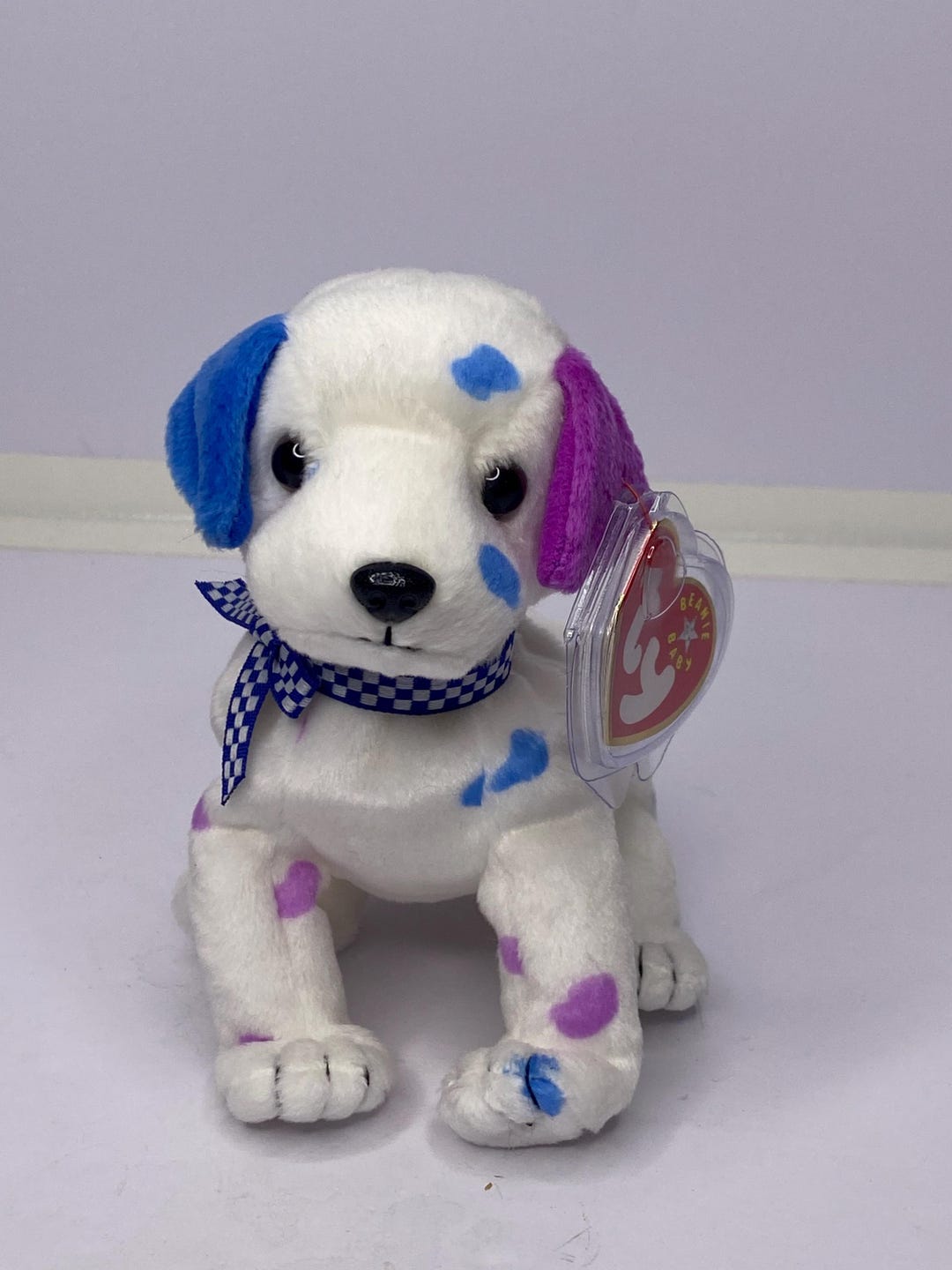 Ty Dizzy the Dalmatian Puppy Beanie Baby Plush Puppy Dog Purple Ears ...