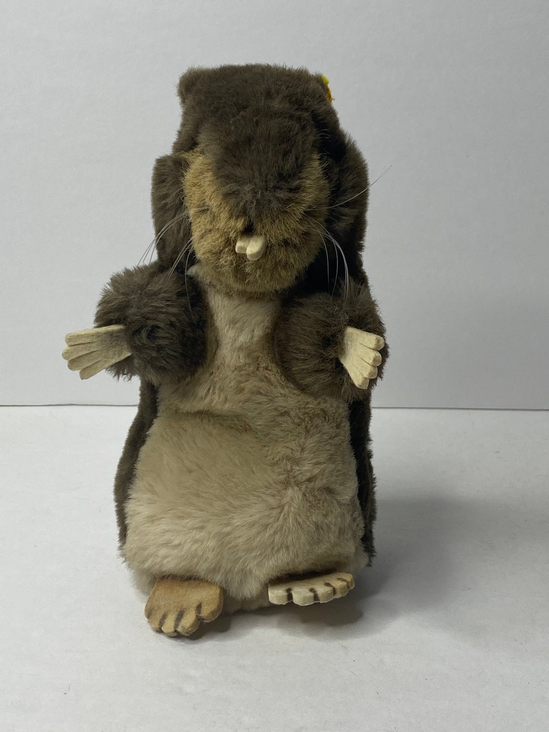 Steiff Plush Nagy Beaver W/ Partial Ear Tag & Button 8" Tall Stuffed ...