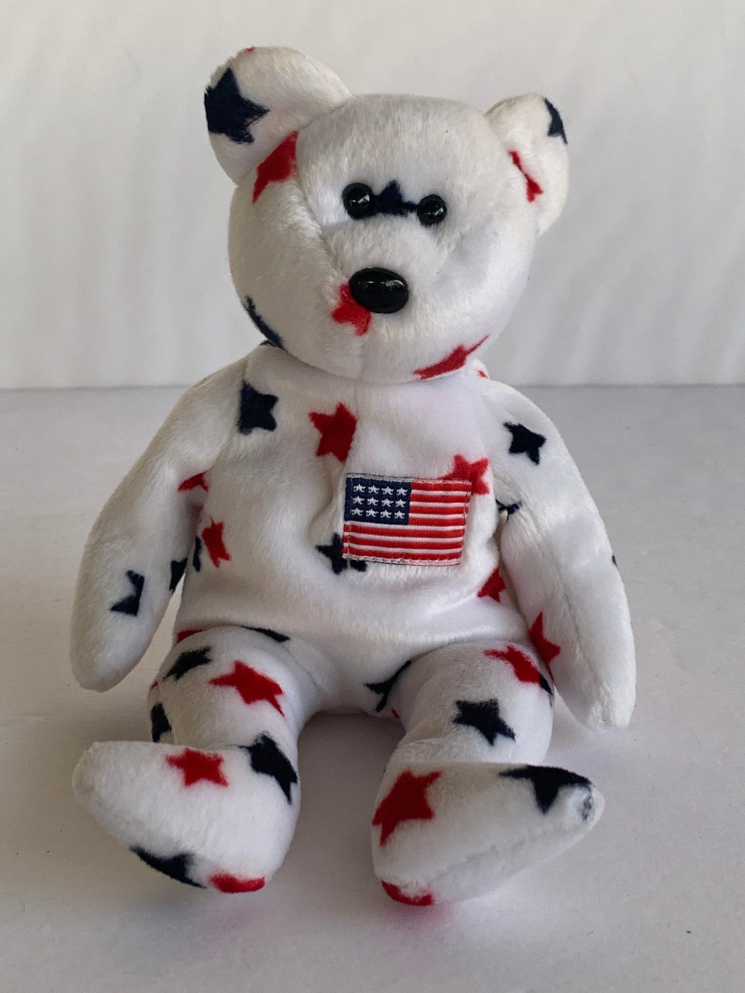 Ty Beanie Baby Plush Bear glory America Stars Stripes 10 Tall 1998 ...