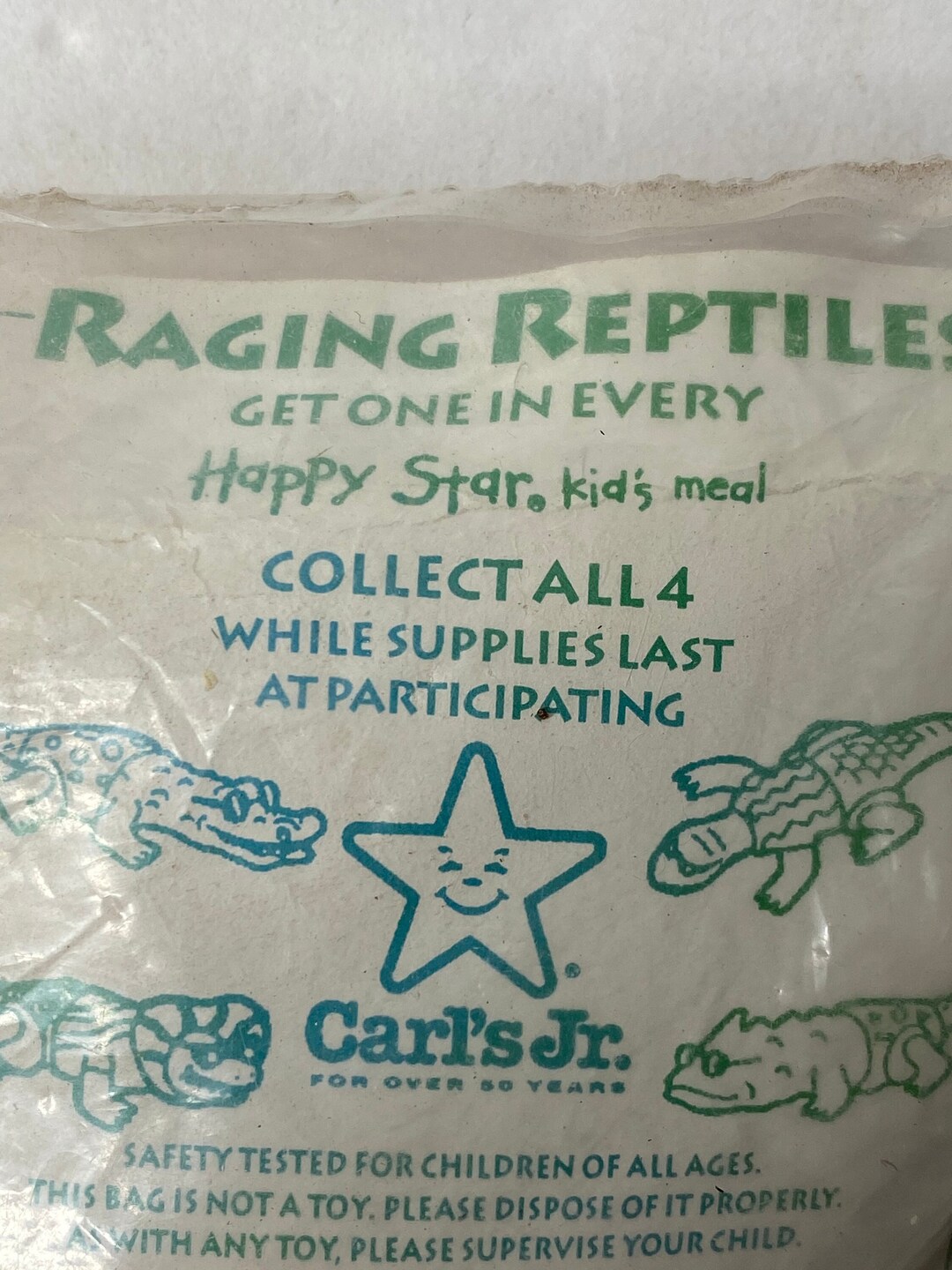 Raging Reptiles 4.5" Long 1993 Fast Food Toy New in Package Carl's Jr ...