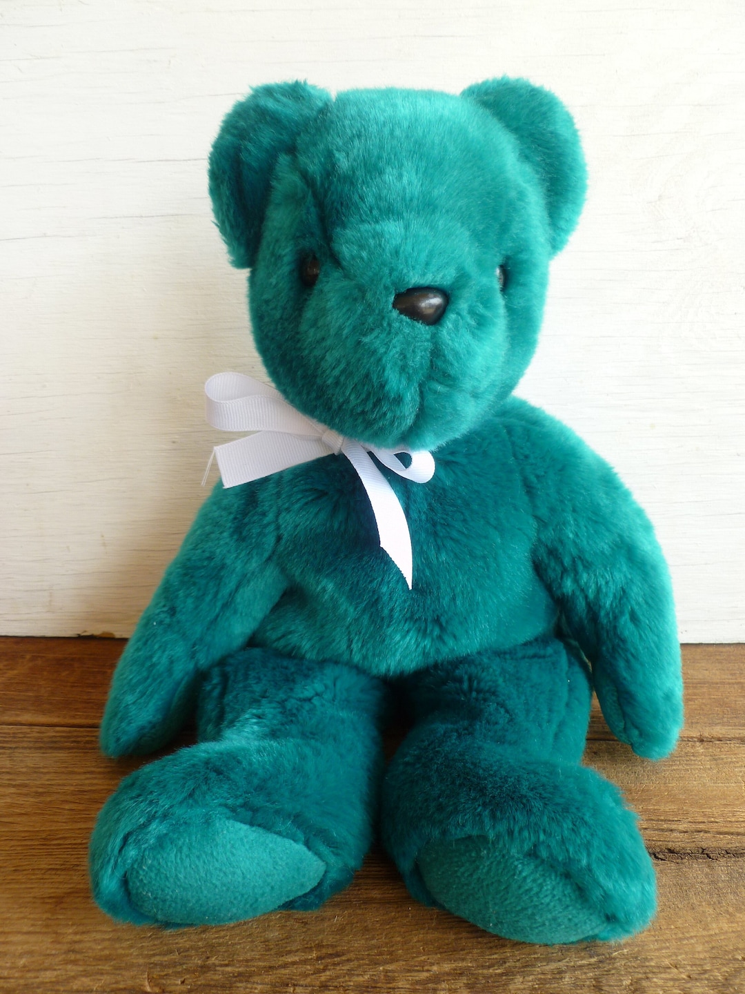 Rare Ty Teddy the Bear Teal, Old Face Bear Beanie Buddies Plush Teal ...