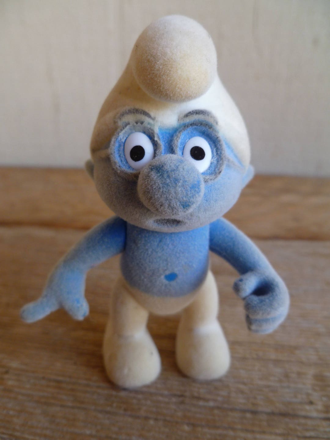 Flocked Brainy Smurf Poseable - Etsy
