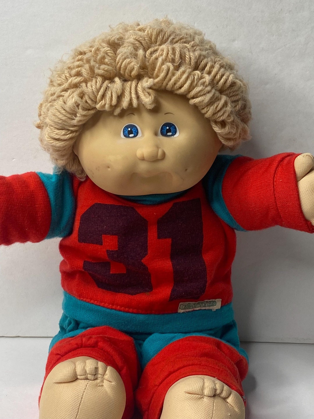 Cabbage Patch Kids Boy Doll Football Player Blond Hair Blue Eyes 16 ...