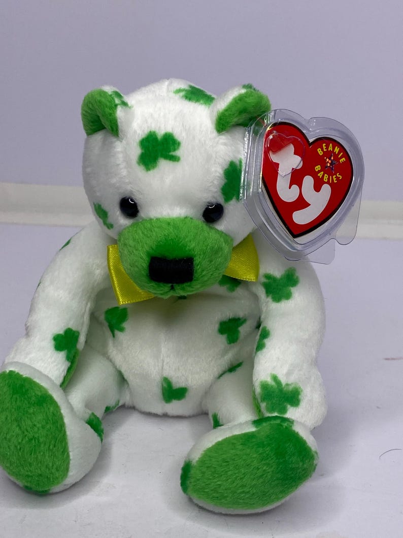 Ty Clover the Bear Beanie Baby Plush Green Teddy Bear W/ Tags 8.5" Tall ...