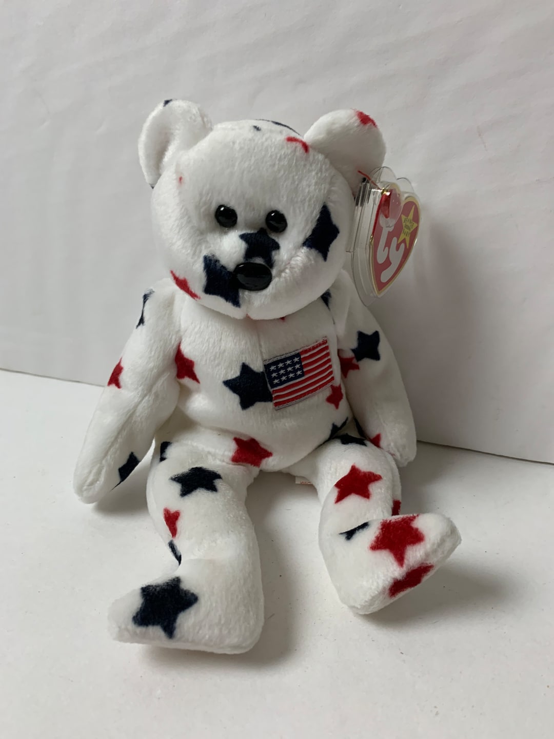 Beanie Baby Plush Bear glory Red and Blue Stars Flag W/ Tags 8.5 Tall ...