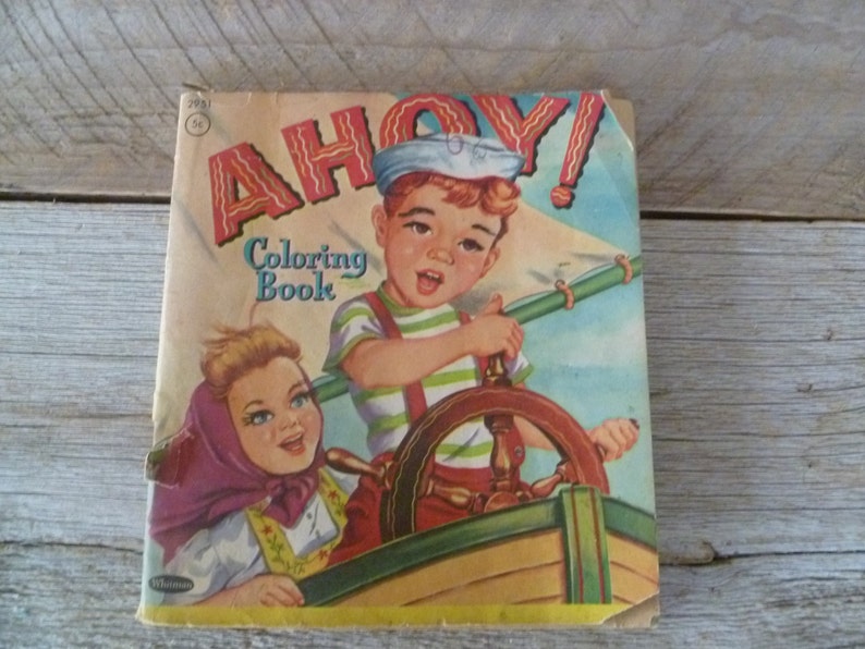Vintage 1958 Ahoy Childrens Coloring Book Whitman | Etsy