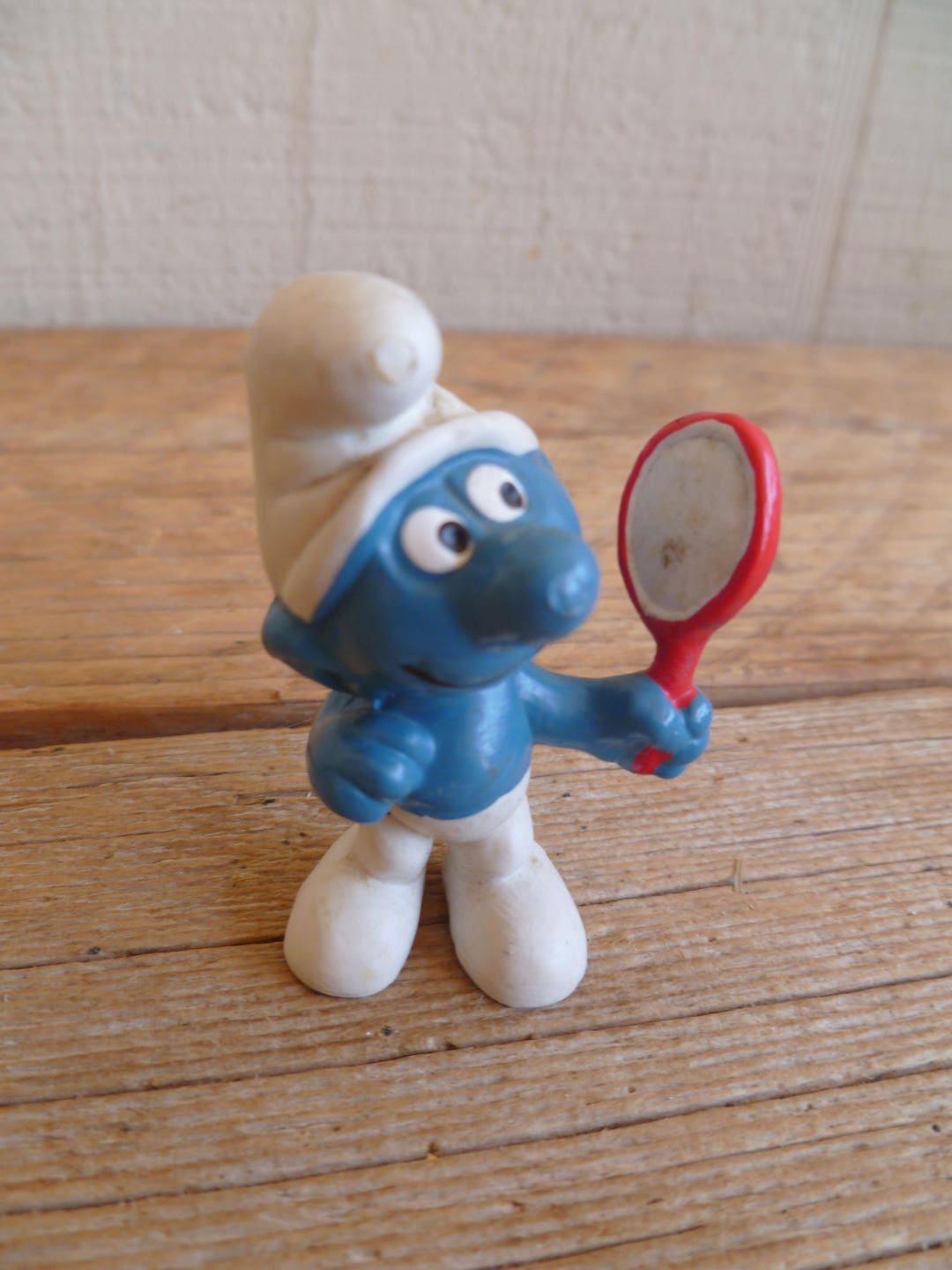 Smurf With Mirror Figurine PVC Vintage 2" Tall 1972 - Etsy
