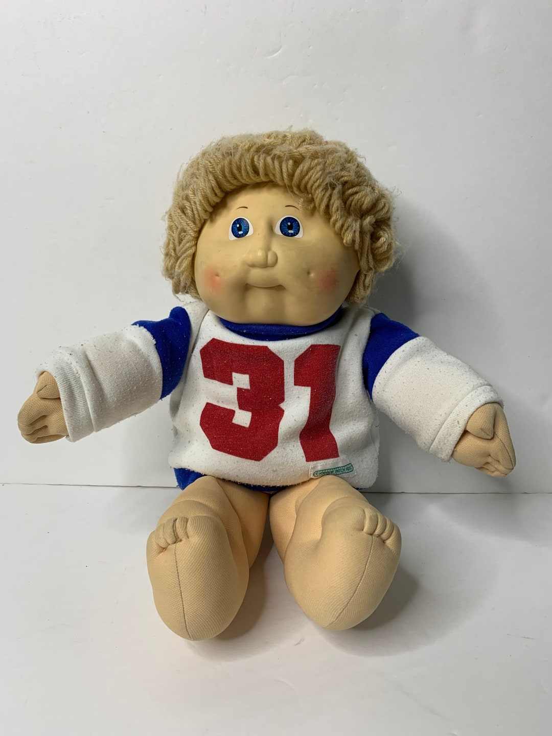 Cabbage Patch Kids Boy Doll Football Soccer Blond Hair Blue Eyes 16 ...