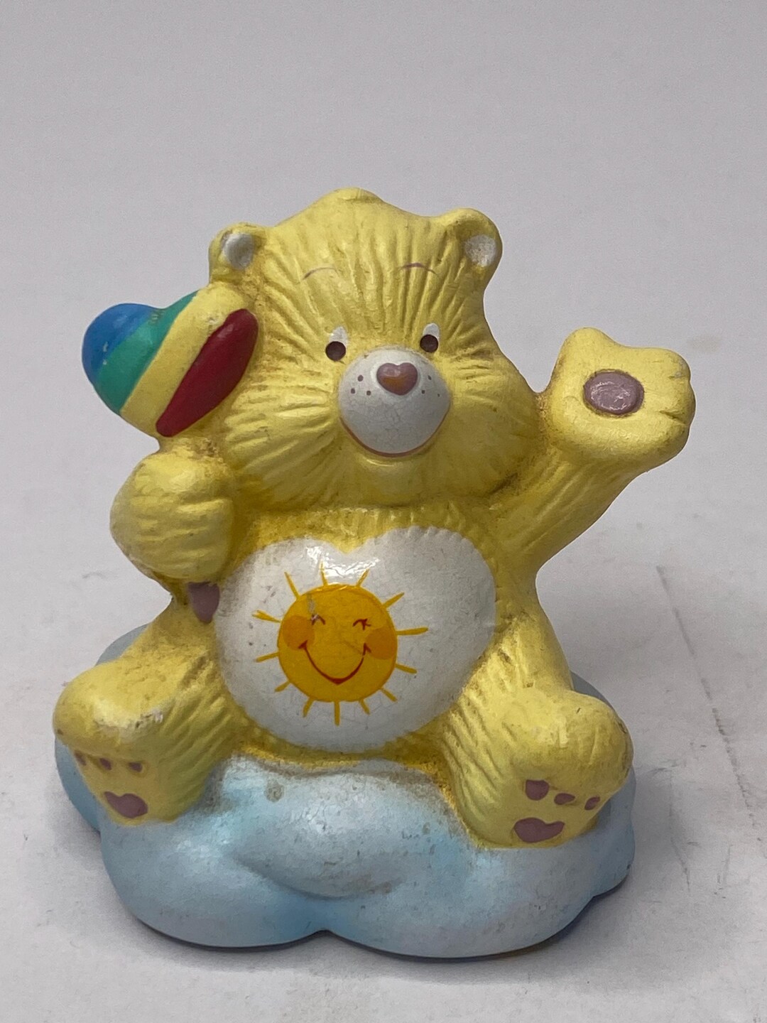 Care Bear Funshine Bear Mini Ceramic Figure Cake Topper 2.5" Tall 1985 ...