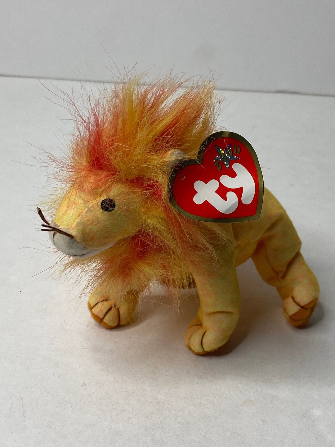 Ty Bushy the Lion Teenie Beanie Baby Plush Lion W/ Tags 5" Long 2000 ...