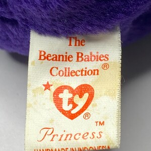 Ty Princess the Bear Beanie Babies Plush Purple Bear 5" Tall 1997 ...