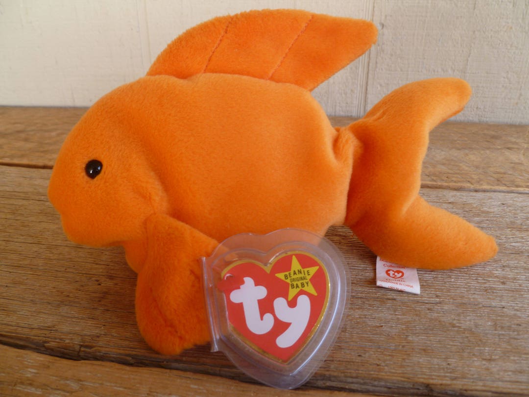 Ty Goldie the Goldfish Beanie Babies Plush Gold Fish W/ Tags 8" Long ...