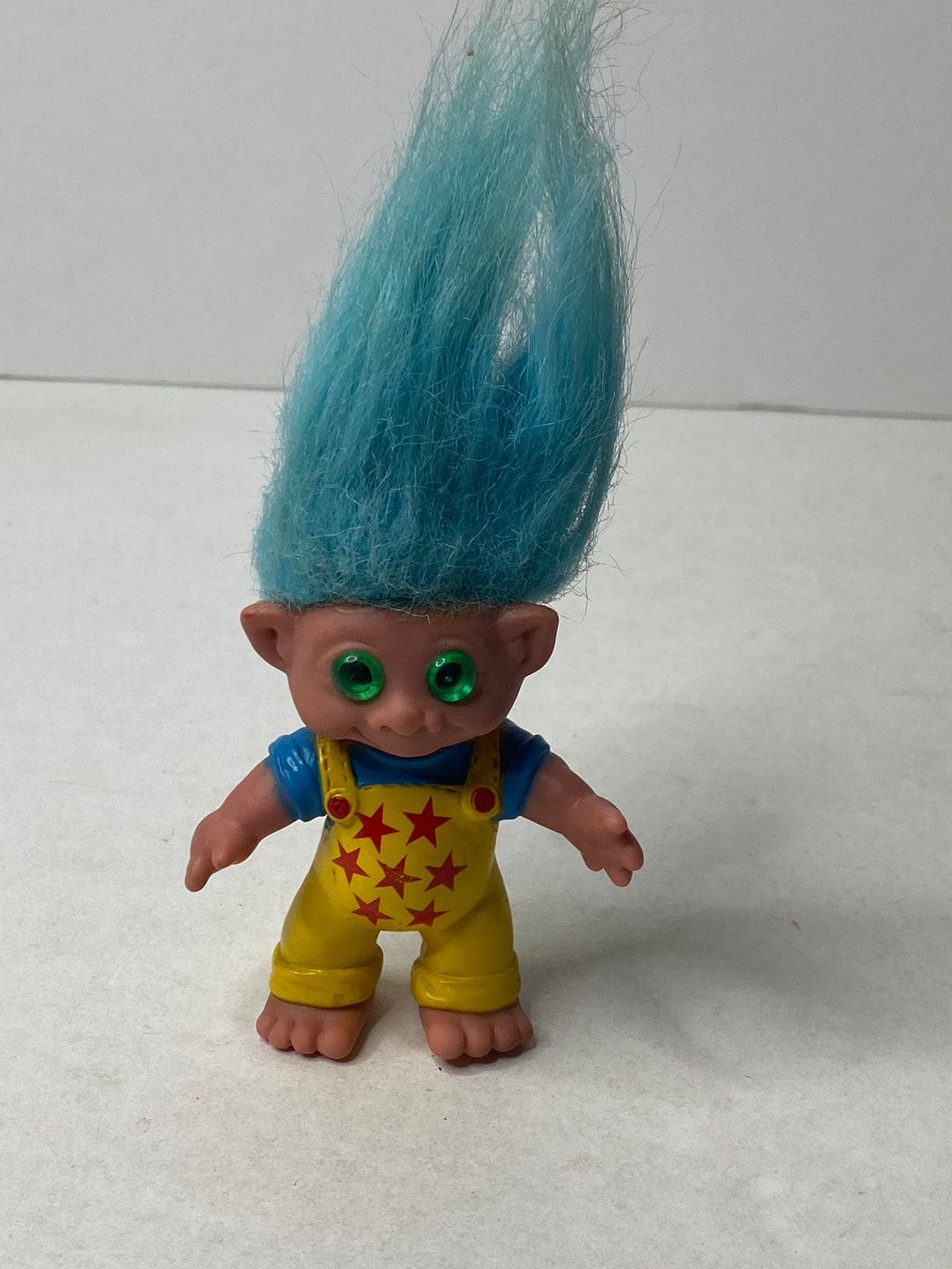 Troll Doll With Overalls Blue Hair 7" Tall W/ Hair M.T. Vintage - Etsy
