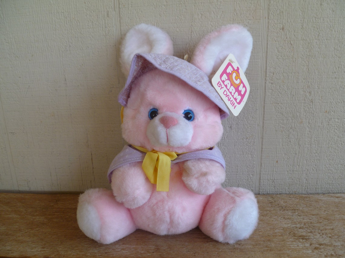 Dakin Plush Rabbit Bunny fun Farm 1985 With Tag - Etsy