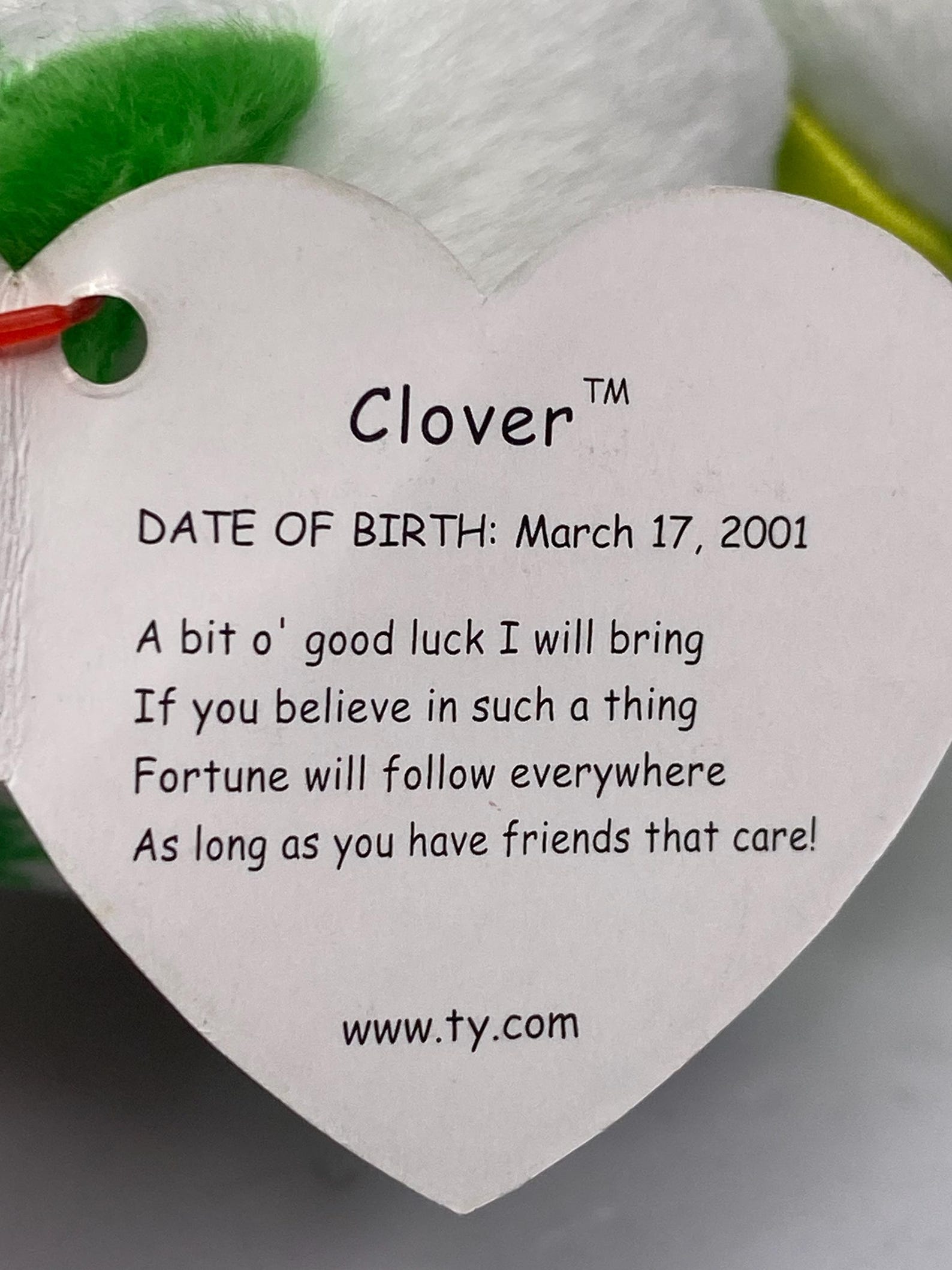 Ty Clover the Bear Beanie Baby Plush Green Teddy Bear W/ Tags 8.5" Tall ...