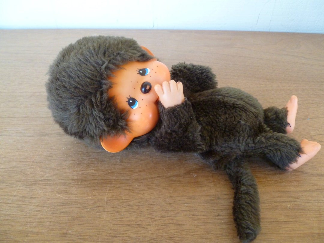 Large Monchichi Monkey Plush Puppet 12" Tall 1974 Stuffed Animal Toy ...