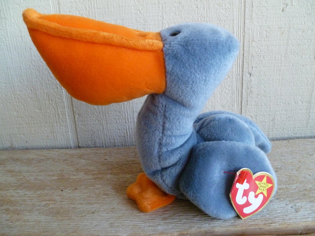 TY Beanie Baby Plush Pelican scoop W/ Tags 6.5 Tall 1996 SKU 18, 13, 36 ...