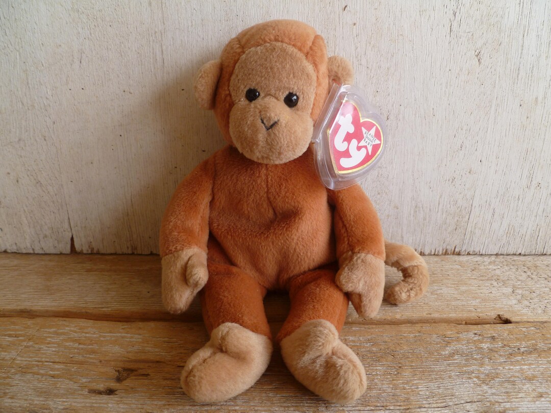 Ty Beanie Babies Plush Monkey bongo W/ Tags 6 Tall 1995 Stuffed Animal ...