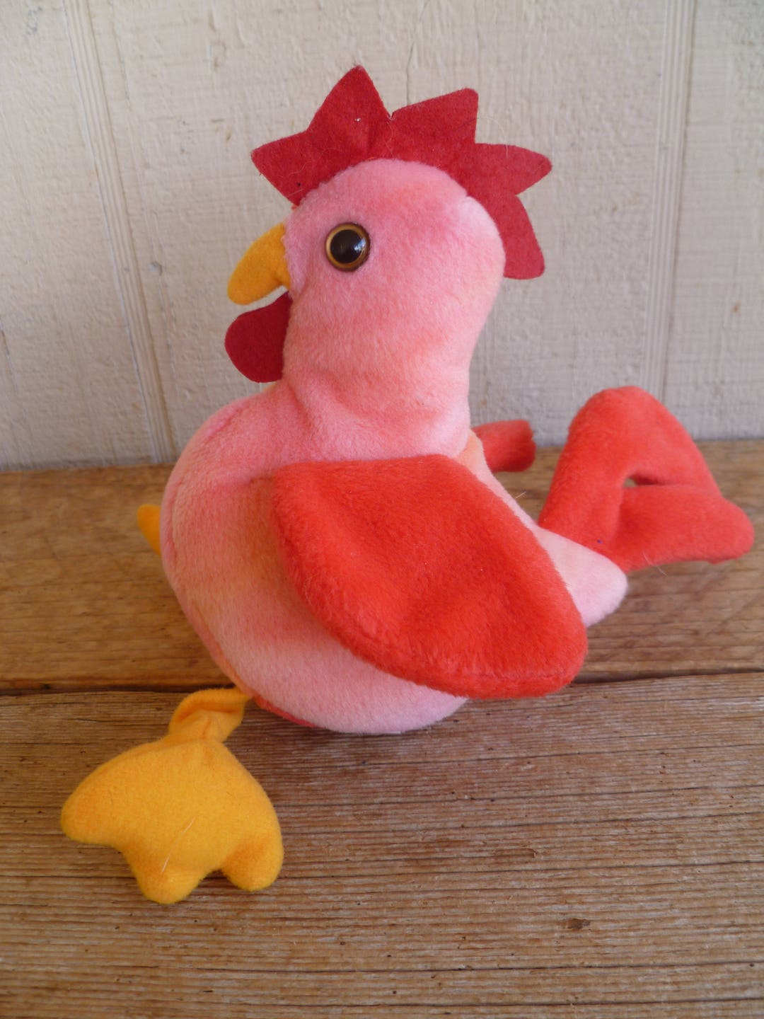 Ty Strut the Rooster Beanie Babies Plush Rooster 6" Tall 1996 Stuffed ...