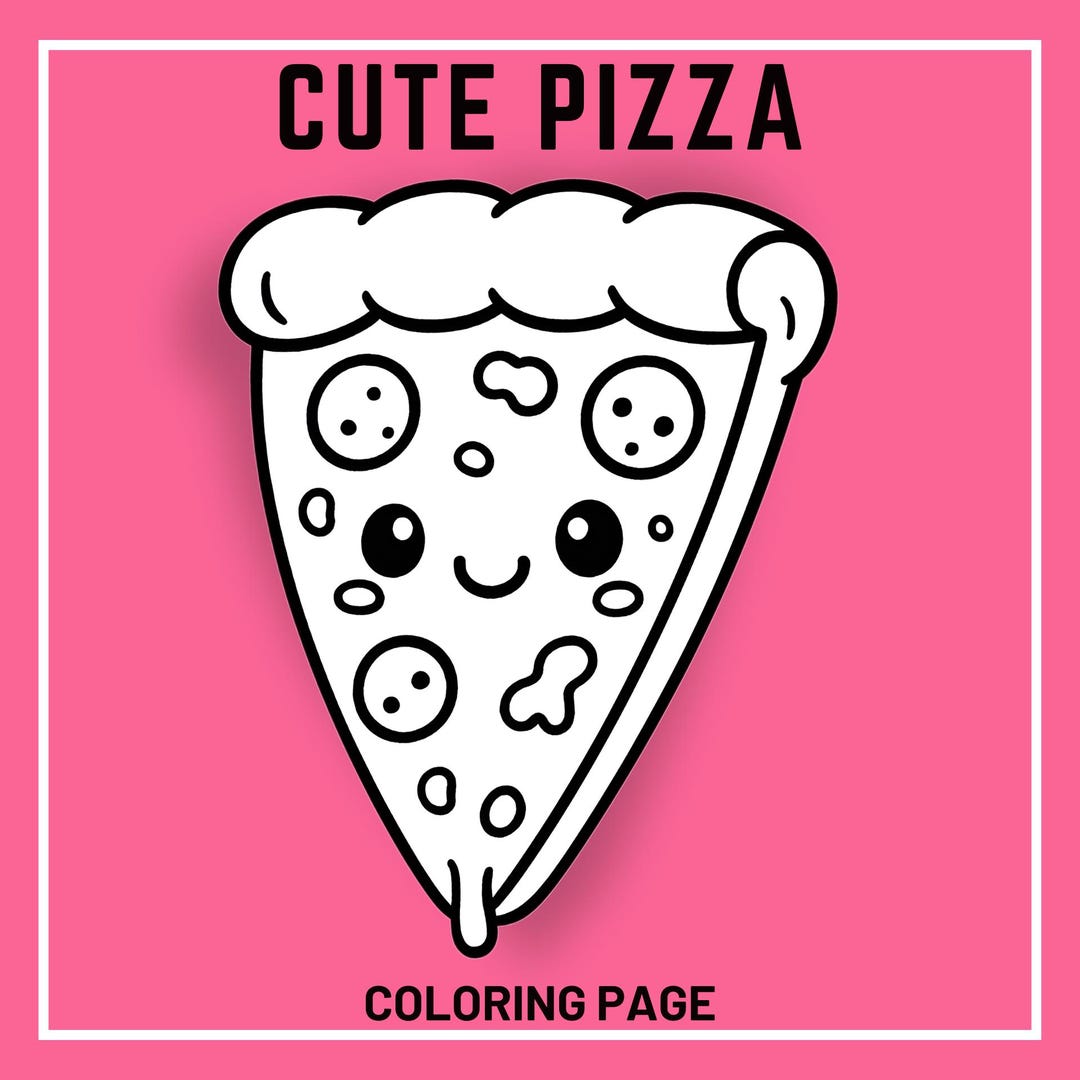 Kawaii Pizza Coloring Page | Italian Food Printable | Chibi Slice ...