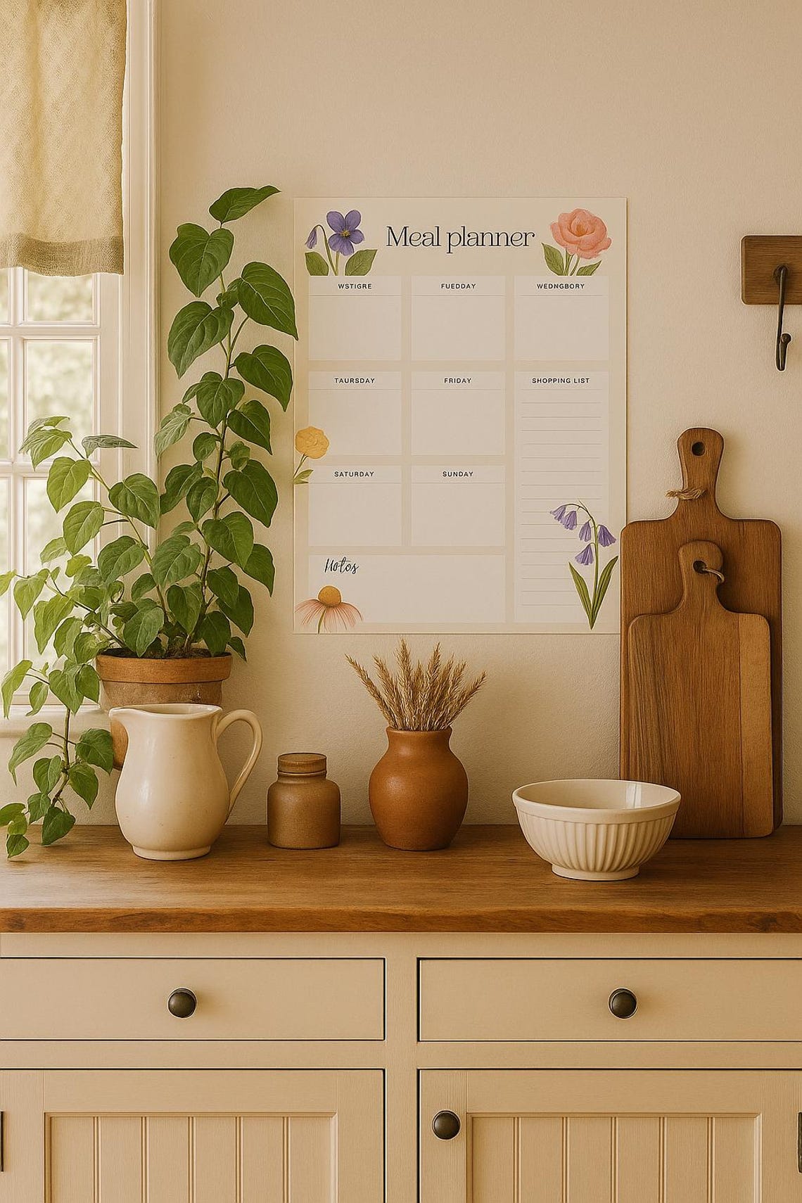 Floral Weekly Meal Planner Printable | Watercolor Meal Planning Sheet ...