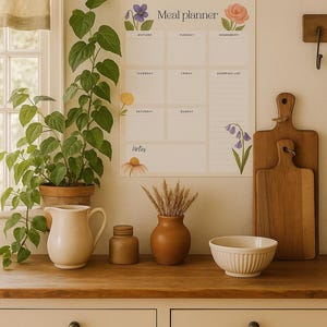 Floral Weekly Meal Planner Printable | Watercolor Meal Planning Sheet ...