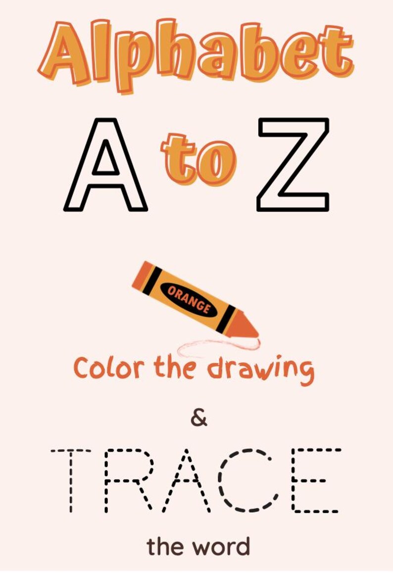 Printable Kids' Alphabet Coloring and Tracing Book PDF - Etsy