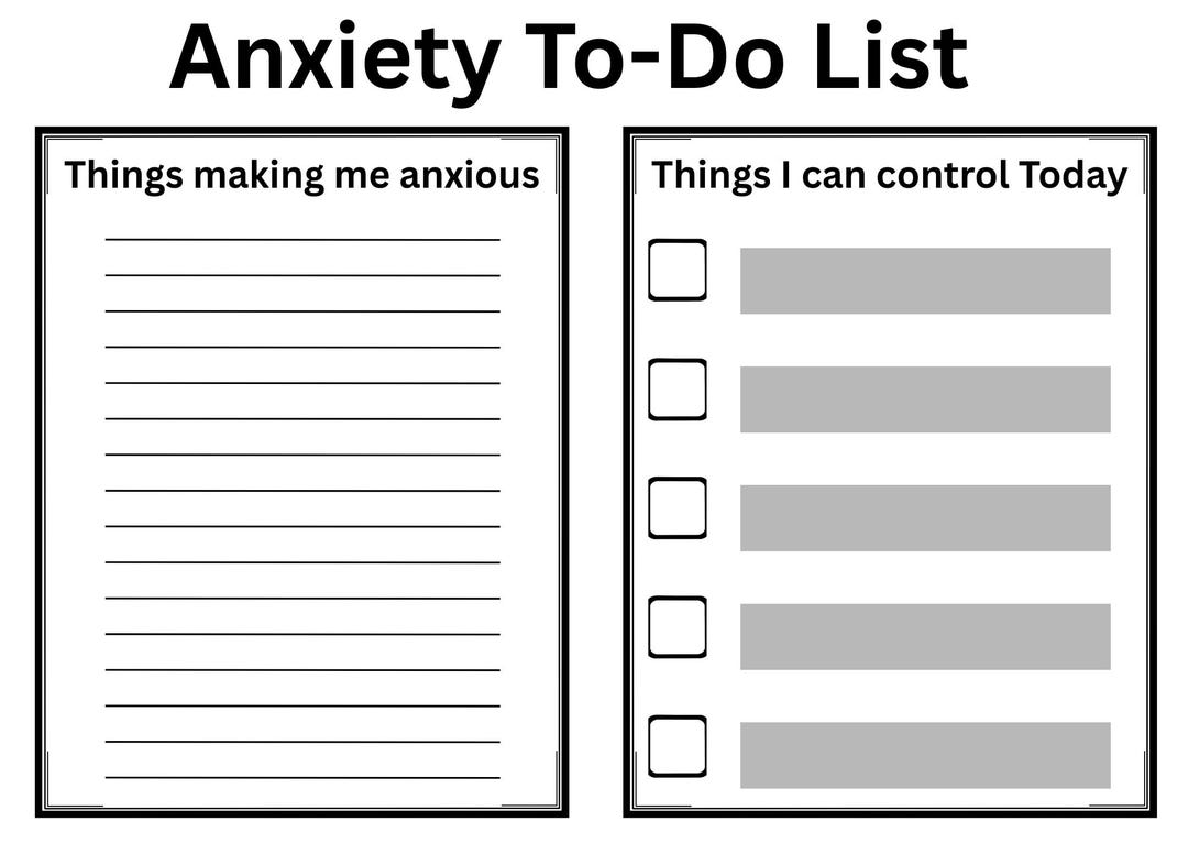 Anxiety to Do List Printable - Things I Can Control - Mental Health ...