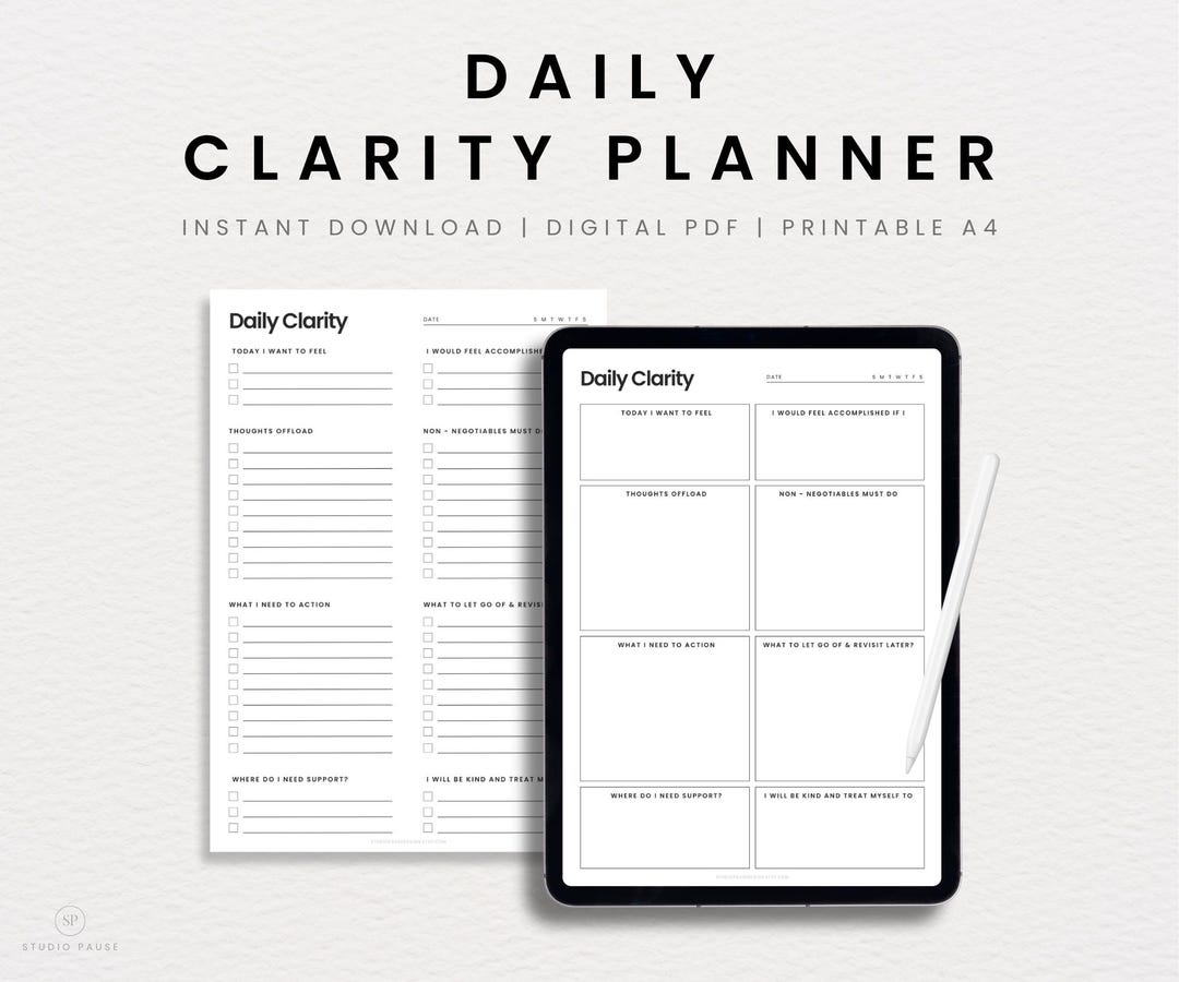 Daily Clarity Planner: Printable A4 & Digital PDF Templates - Etsy ...