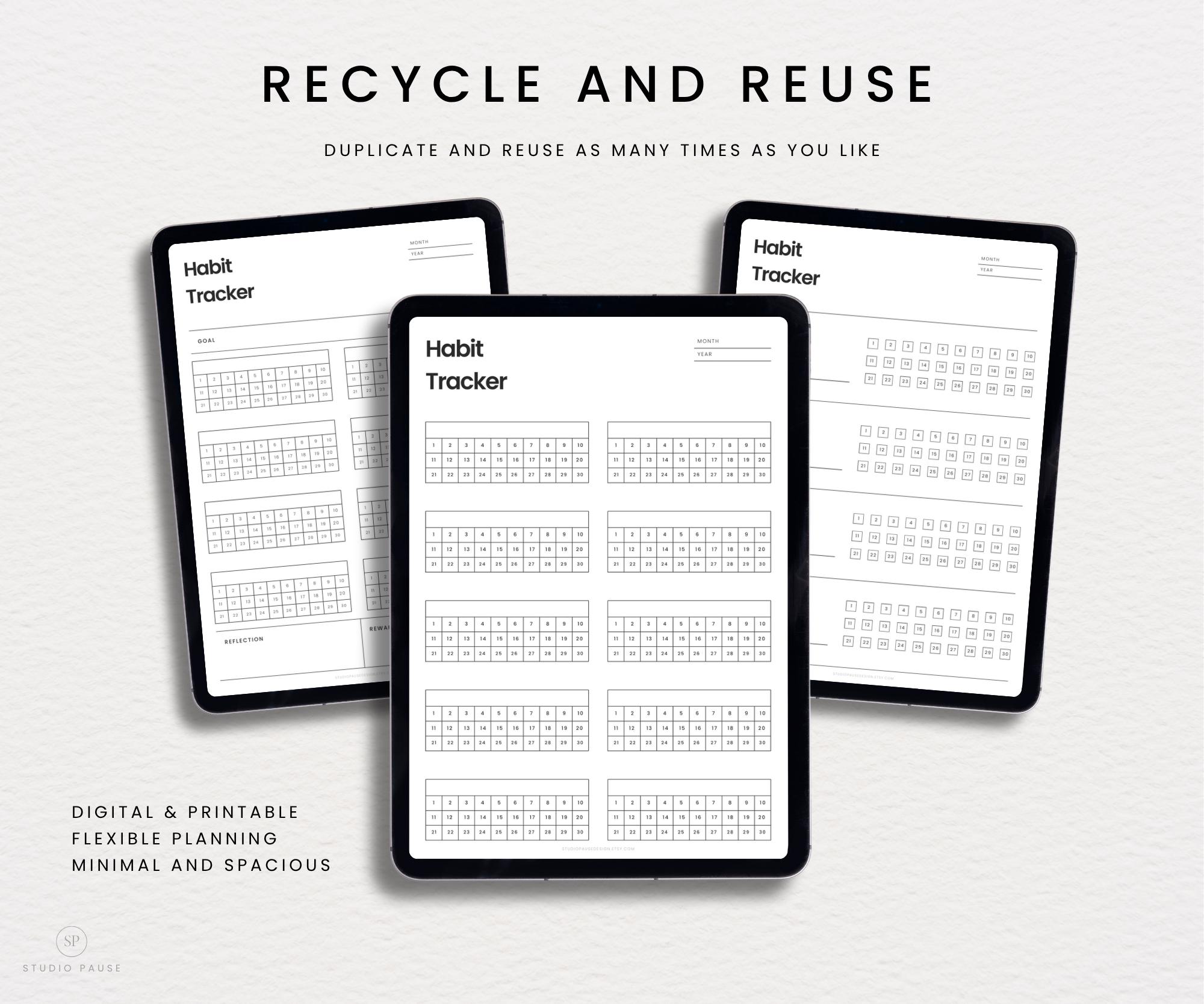 Minimalist Daily Habit Tracker: Printable A4 & Digital PDF, Goal ...