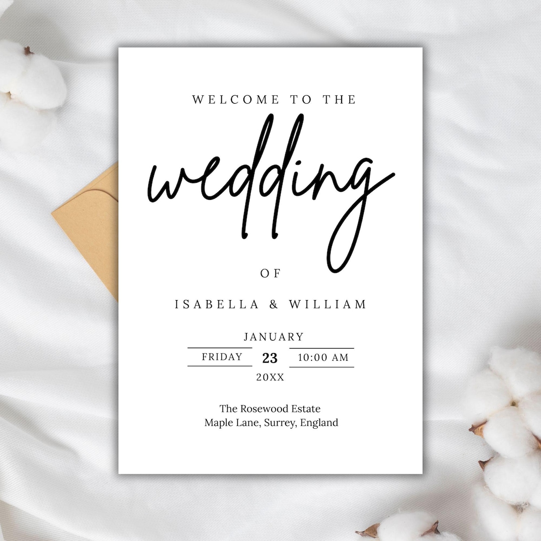 Wedding Program Template & Welcome Sign | Order of Service | Editable ...