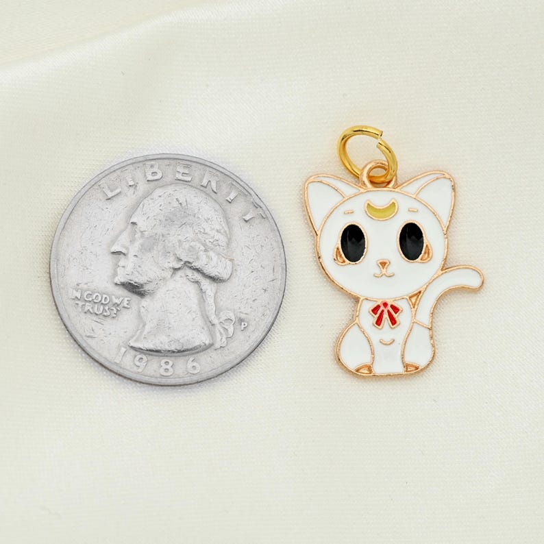Enamel Cat Charm • 18K Gold Filled Cat Charm DIY Bracelet Necklace ...