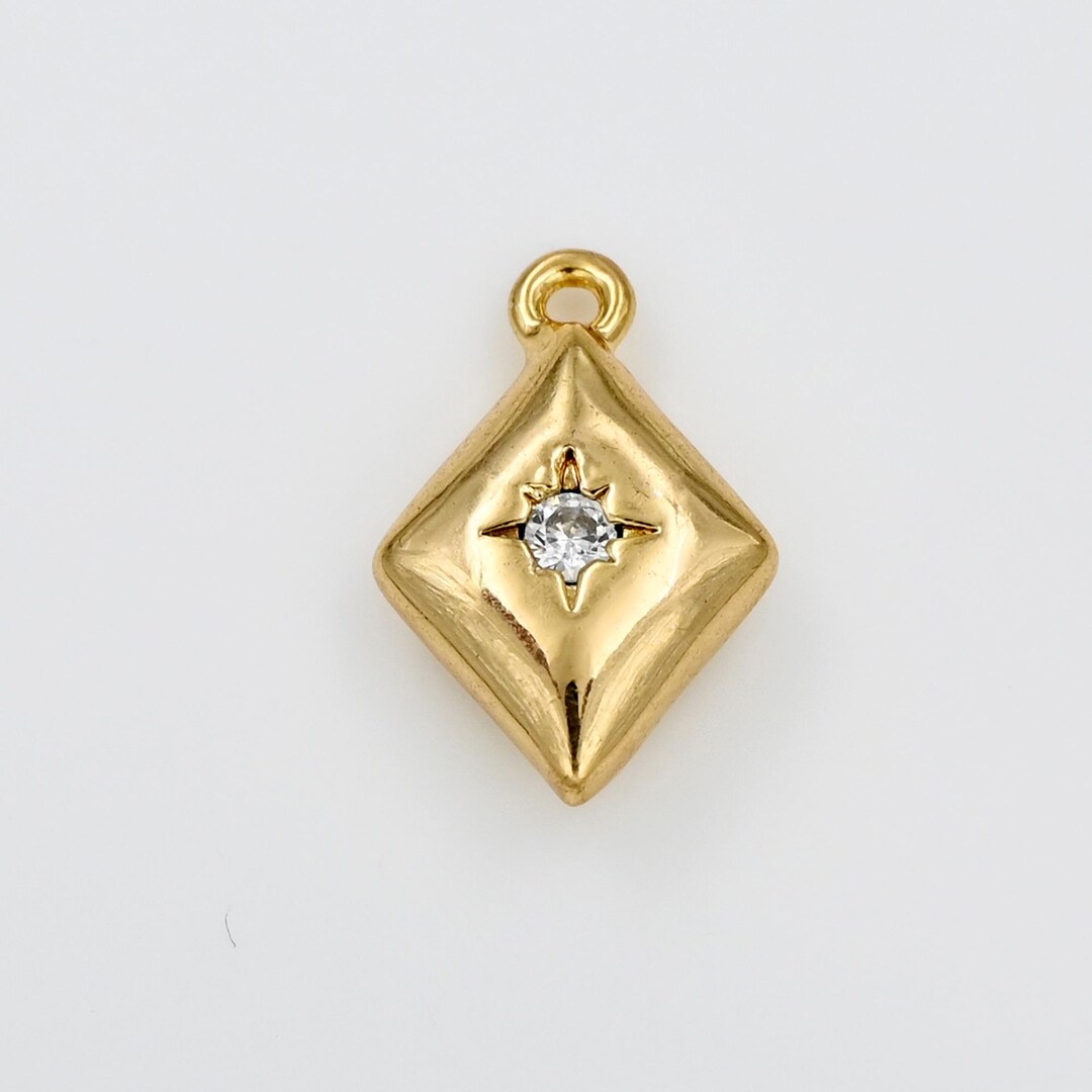 Crystal Diamond Charm • 18K Gold Filled Pendant Dainty Love Minimalist ...