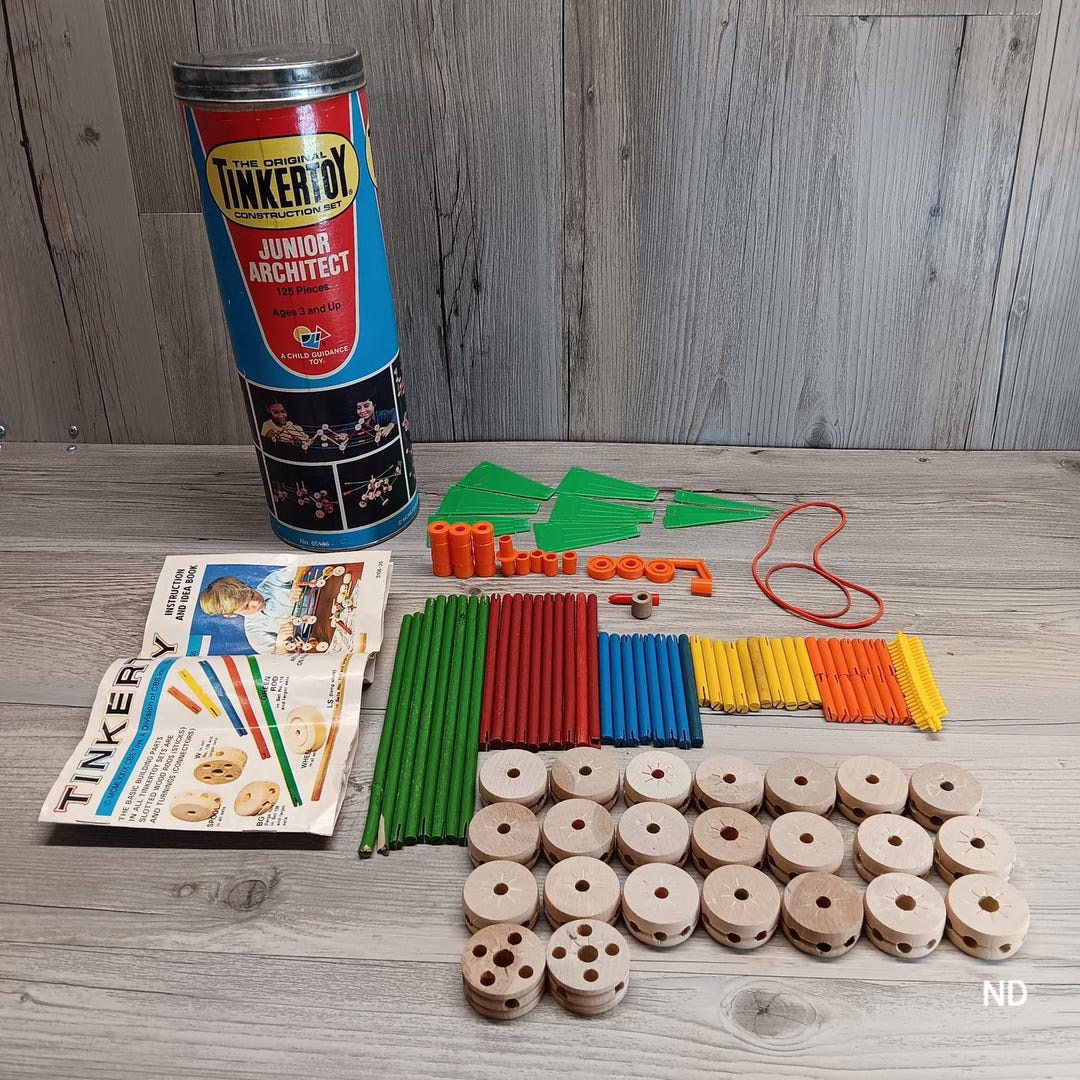 TINKERTOY Junior Architect Construction Set - INCOMPLETE 99 Pieces Out of 125 - Etsy