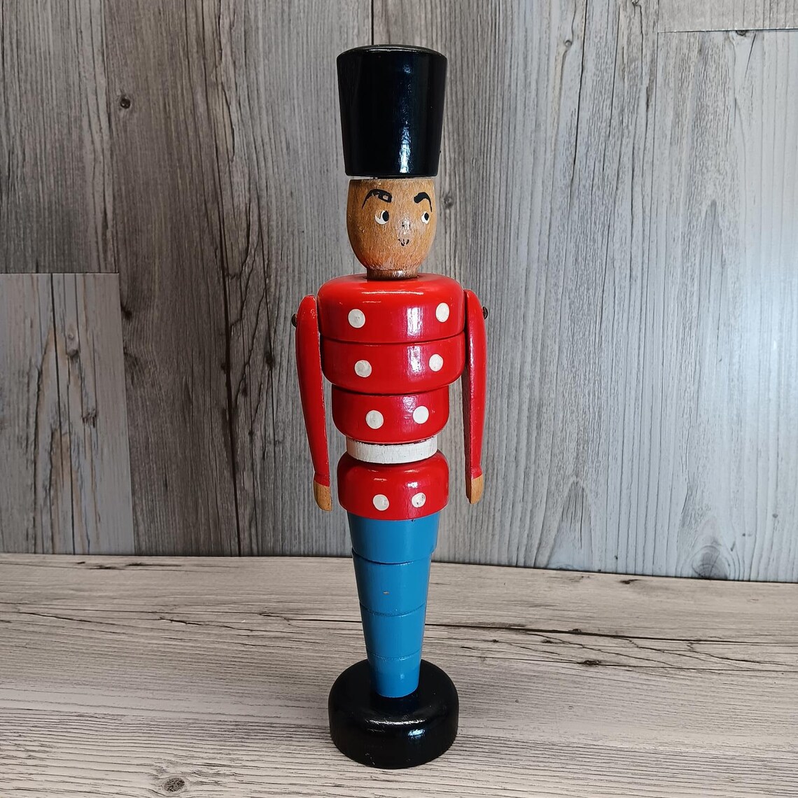 Vintage Denmark Wood Stacking Spinning Block Sections Toy Soldier - Etsy
