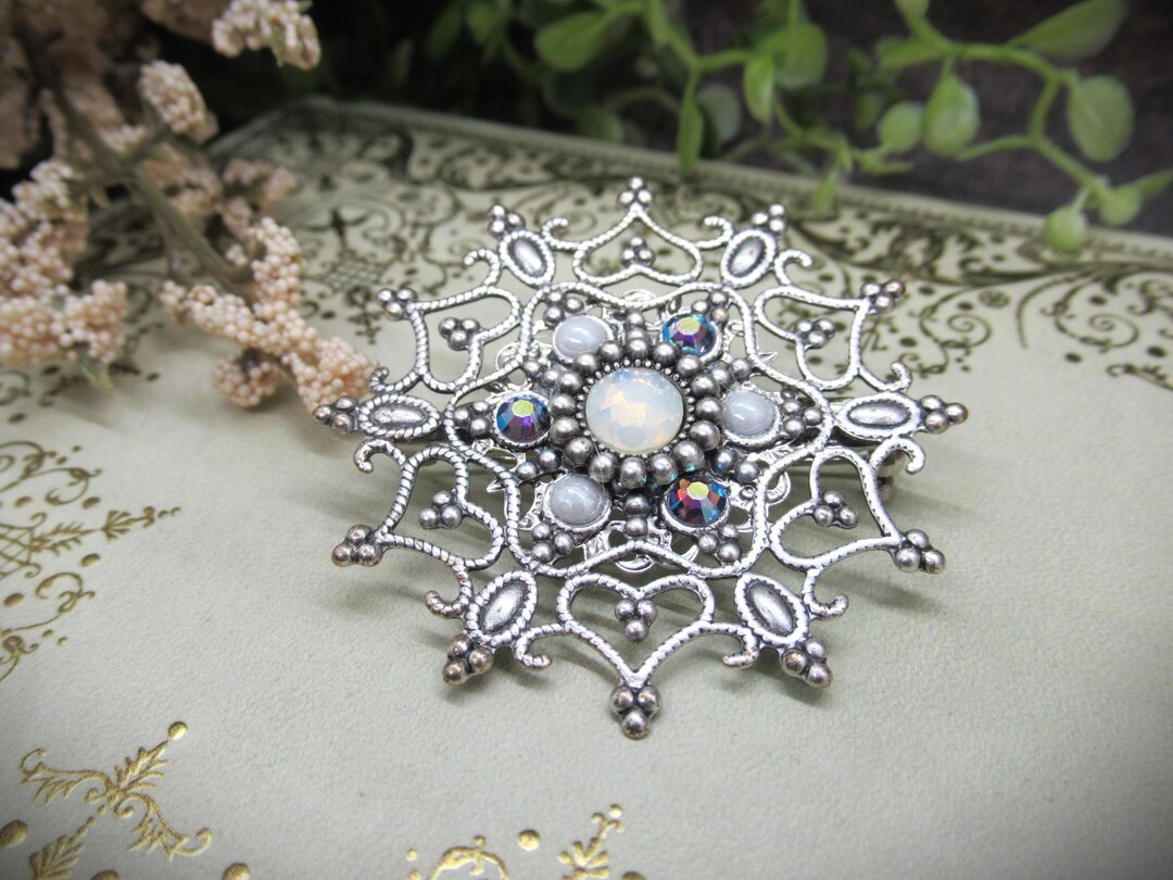Victorian Vintage Style Large Antique Silver Layered Filigree Snowflake ...