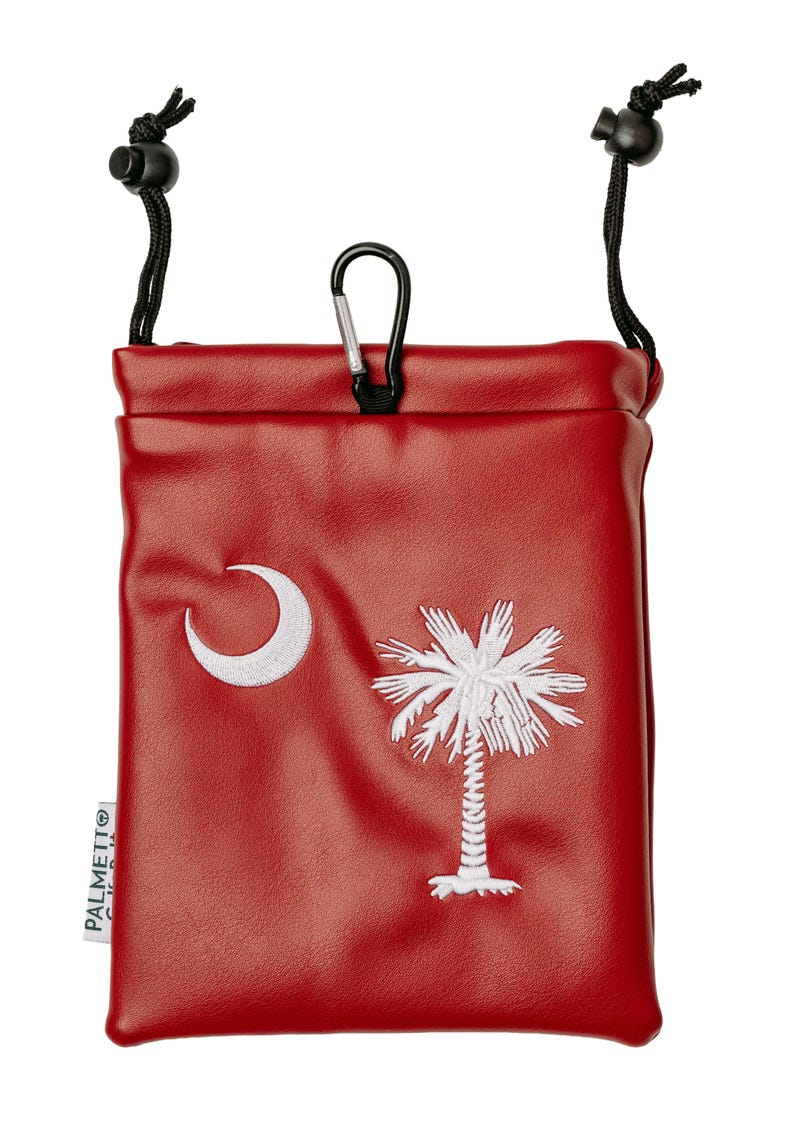 South Carolina Palmetto Golf Valuables Pouch: Garnet PU Leather Tee Bag ...