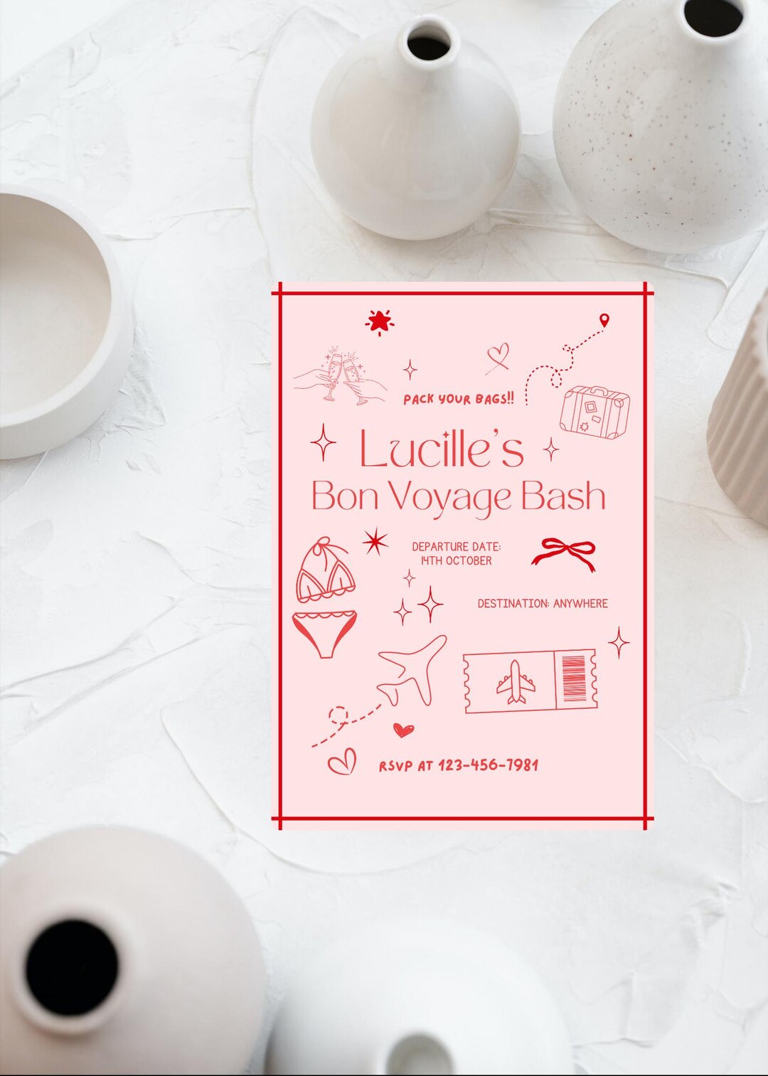 Bon Voyage Bash Invitation -travel Theme Party Invite -editable ...